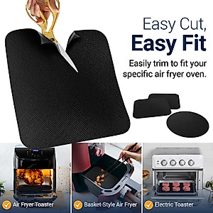 Air Fryer Oven Liners (4 Pack) Reusable Non-Stick Heat Resistant Toaster Oven Liner, Compatible with Ninja, Cuisinart, Emeril Lagasse & More, Air Fryer Mat, Toaster Oven Accessories, 12"x12"