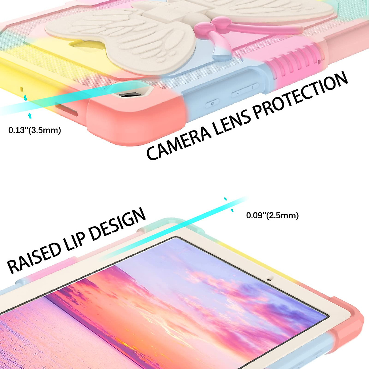 DUEDUE for Samsung Galaxy Tab A8 10.5 Case 2022, Butterfly Wings Kickstand 3D