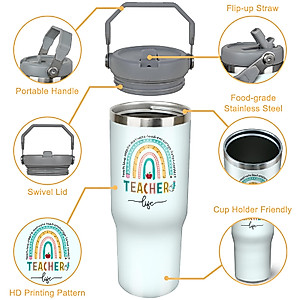 soeufnwhf Teacher Tumbler Cup, 30oz Stainless Steel Teacher Travel Coffee Mug Cup, Best Teacher Gifts for Women & Teacher Appreciation Gifts for Birthday, Appreciation Week, Back To School