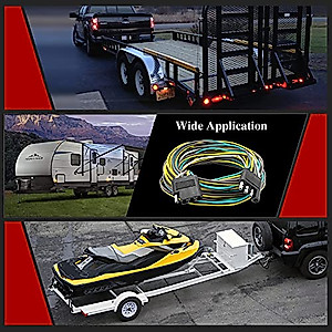 LIMICAR Trailer Wiring Harness Kit, 25ft Trailer Wire, Trailer Wiring Harness with 4 Flat Extension Connector, 4 Pin Flat Wishbond Trailer Wiring for Utility Boat Trailer Light Kit