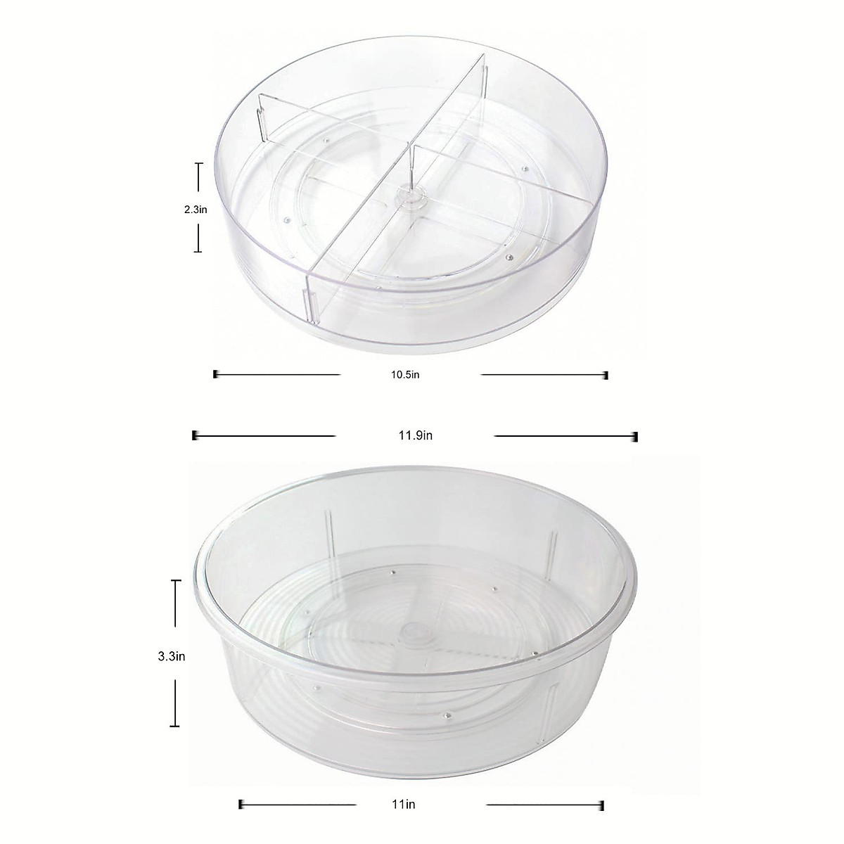 FRITILLARIA 2 Pack Lazy Susan Organizer Turntable Spice Rack 10'' and 12'' Rotating Plastic Spinner Storage Organizer Bin for Cabinets,Kitchen,Fridge,Countertop,Makeup,Bathroom