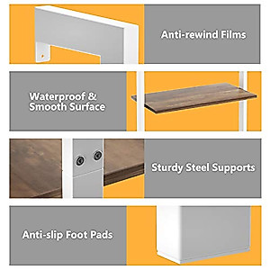 Tangkula Industrial Ladder Shelf Against The Wall, 5-Tier Wall Mount Ladder Bookshelf with Metal Frame, 72 Inches Open Bookcase Plant Flower Stand Display Storage Rack for Home Office