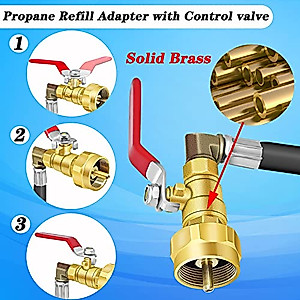 Boltigen Propane Refill Adapter for 1 lb. Tanks, 3FT Propane Refill Adapter, Propane Filler Adapter 1 Pound, Propane Tank Refill Adapter, for Filling 1 lb Propane Bottle (Black-36’’ QCC1 Type)