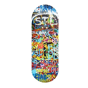 Teak Tuning Fingerboard Deck Graphic, Graffiti Wall - Adhesive Graphics to Customize Your 32mm - 110mm Long, 35mm Wide, 0.2mm Thick - Waterproof Vinyl - Includes Mini File