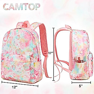 CAMTOP School Backpacks for Teen Girls Lightweight Elementary Middle Backpack Bookbags Set Medium(17 Inch,Tie Dye)