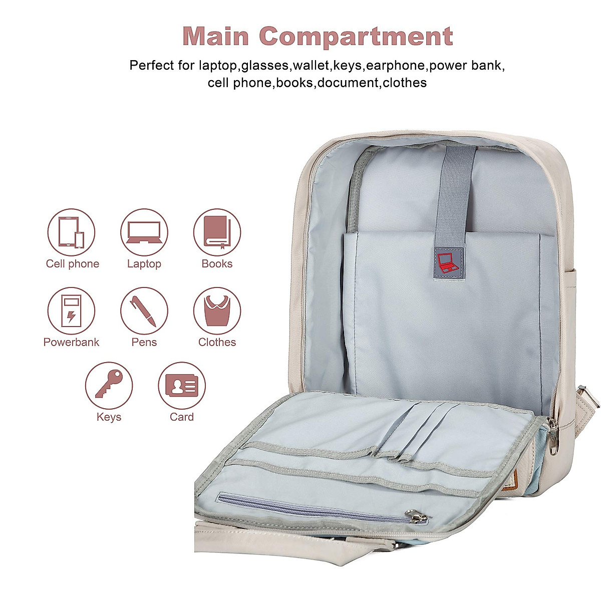 AO ALI VICTORY Laptop Backpack 15.6 Inch for Women Men Teacher Backpacks Nurse Bag Anti Theft Travel Back Pack Large College Bookbag (Large, Grey)