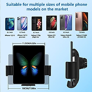 LAMJAD Wireless Car Charger Mount for Galaxy Z Fold 4/3 car Mount/Accessories,[Dual Coils] 15W Fast Charging Phone Holder for Galaxy Z Fold 4/3/2/S22 Ultra, iPhone 14/13/12