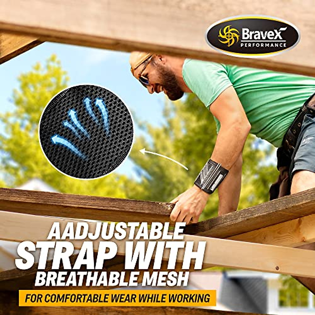 Voltstorm Magnetic Wristband - Men Women Tool Belt with 12 Strong Magnets for Holding Screws, Nails, Drill Bits - Great Gift for Men Stocking Stuffers, Handyman, Carpenter, Electrician, Framer