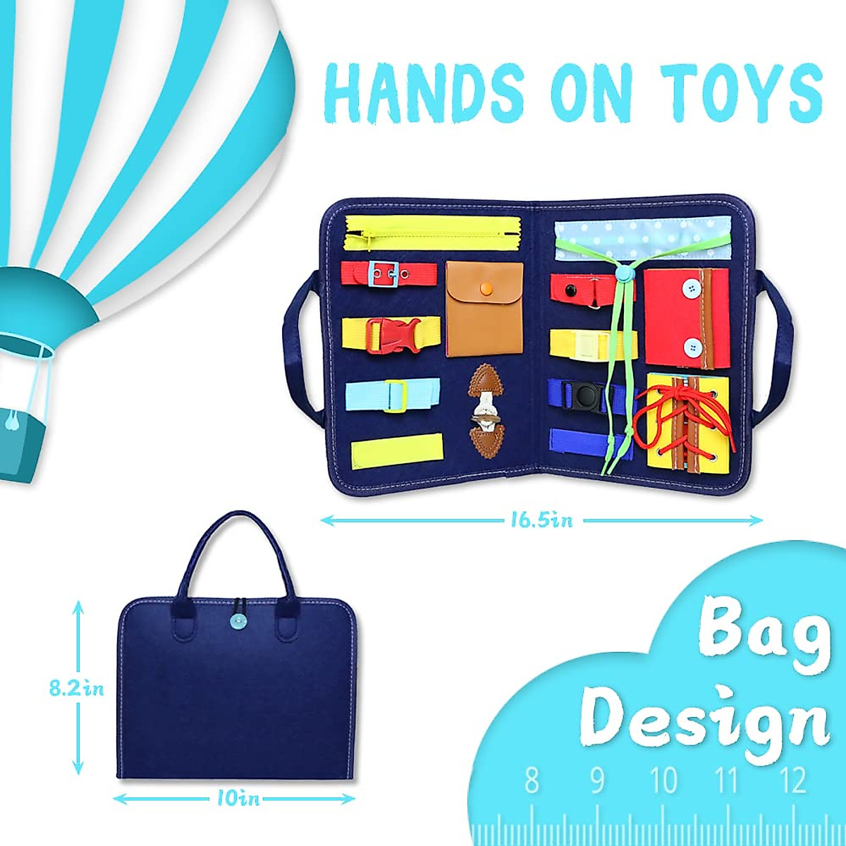 hosck Montessori Toys for 1 Year Old, Newborn Toys Education Activity Toddler Toys for Basic Skills Learning,Dress Cognition, Bag Designed Enlighten Toy for Infants, Boys and Girls