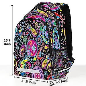 GzLeyigou Tribal Paisley School Backpacks for Boys Girls Ethnic Paisley BookBag for Teen Girls Travel Schoolbag for Boys Girls Middle High school Bookbags