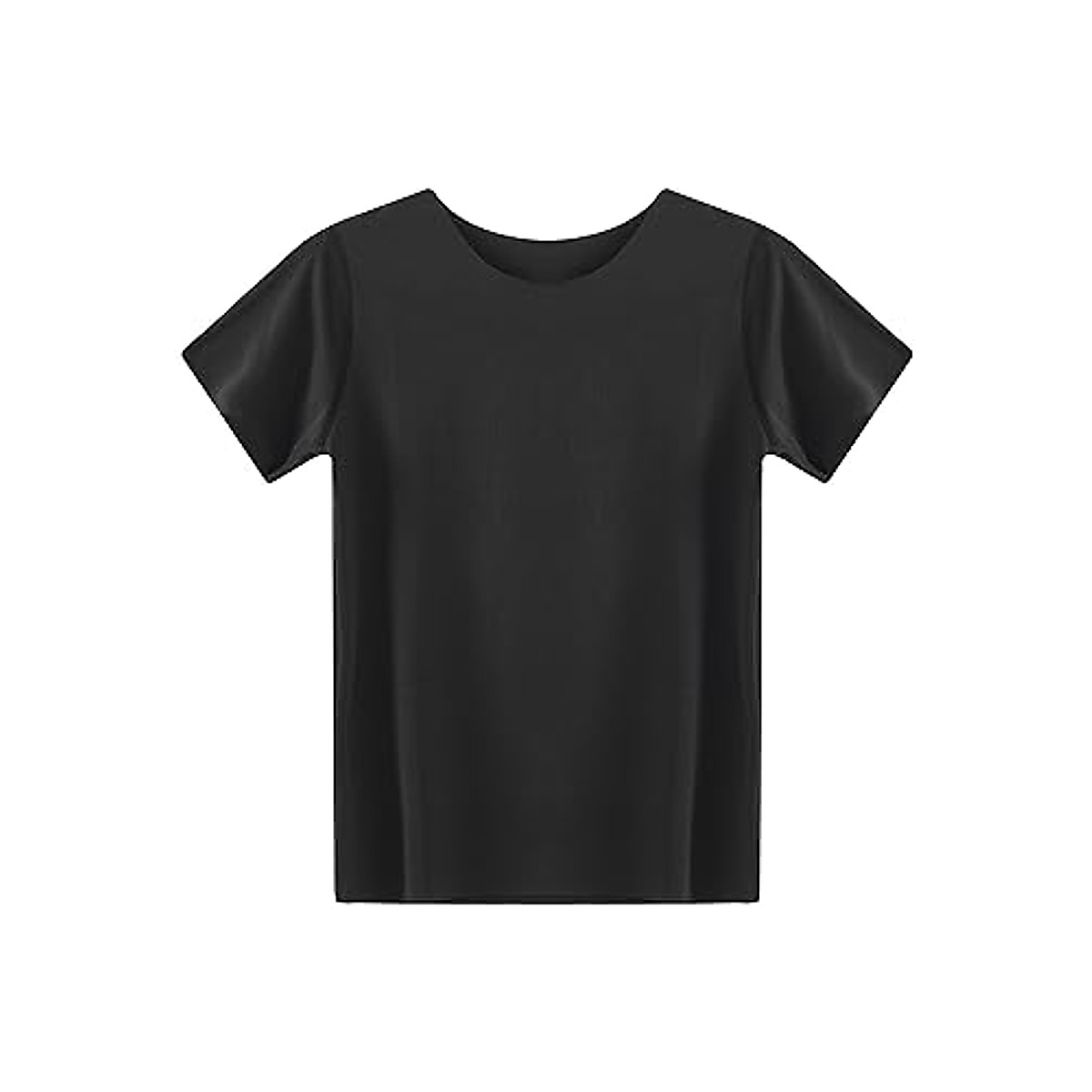 Mufeng Kids Boys Girls Seamless Breathable Short Sleeve T-Shirt Sun Protection Shirt for Sports Workout Exercise Black 9-10 Years