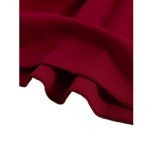 WDIRARA Toddler Girl's Polka Dots Mesh Flounce Long Sleeve Flared Shirred Dress Pure Burgundy 90