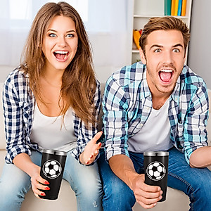 Geiserailie 2 Pieces Sport Gifts 20 oz Tumbler Cups Coffee Mug 20 oz Stainless Steel Insulated Tumbler With Straw and Lid Travel Coffee Mug Gift for Women Men Mom Gift for Sports Lover (Soccer)