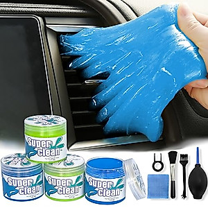 Fesciory 4 Pack Keyboard Cleaner, Dust Cleaning Gel with 5 Keyboard Cleaning Kit, Universal Car Cleaning Gel for Car Vent, Detailing Cleaning Gel Putty for Car Dash, Printers, Calculators, Speakers