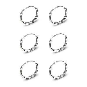 Hoop Earrings for Women Sterling Silver Cartilage Earring 10mm Round Small Hoops for Men Fashion Trendy Summer