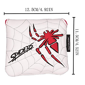 Golf Builder Spider Embroidery Golf Club Square Mallet Cover Spider Mallet Cover (White)