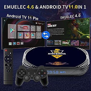 Retro Game Console with 48214 Retro Games, S905X4 Game Consoles Plug and Play for 4K TV, EmuELEC 4.6 Game System, Android 11, 256G Super Emulator Console with 76 Emulators, 2 Wireless Controller, WiFi