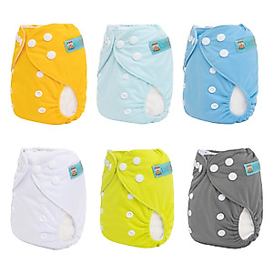 ALVABABY Newborn Cloth Diapers for Less Than 12 pounds Baby Pocket Hook and Loop Closure Cloth Diapers Nappy 6pcs with 12 Inserts 6VBS100