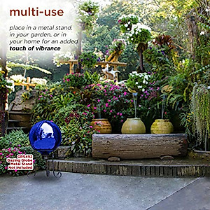 Alpine Corporation 10" Diameter Indoor/Outdoor Glass Gazing Globe Festive Yard Décor, Blue