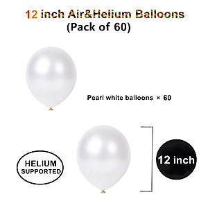 12 inch Pearl White Latex Balloons, 60 pcs Thick Pearl White Balloons for Party Decorations (12inch Pearl white)