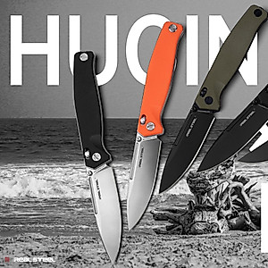 Real Steel Huginn Crossbar Lock Folding Knife - VG-10 Blade and White G10 Handle - Perfect for Daily Cutting Tasks - EDC Knife for Men Women (White/Black)