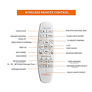 ESHINE 14" Hybrid Mattress Twin XL + Adjustable Bed Frame - Luxury Gel Memory Foam, Upholstered Bed Frames with Massage, USB, Under Bed Night Light, Head and Foot Incline, Split King