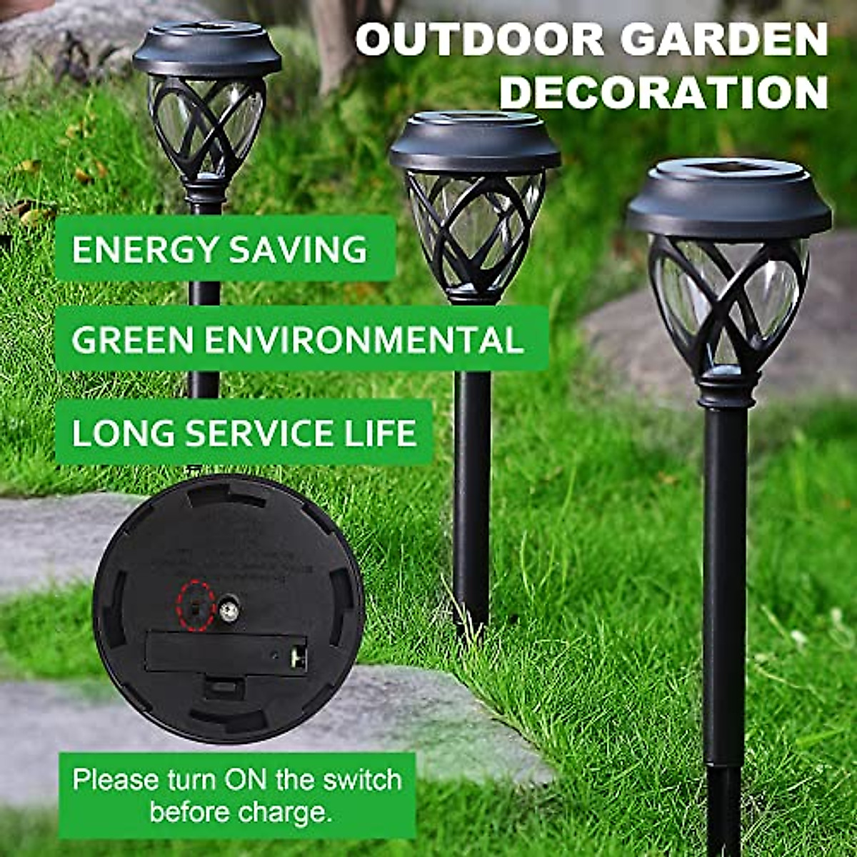 Glintoper 12 Pack Solar Outdoor Pathway Lights, Solar Powered Landscape Lights, Waterproof Decorative Lighting Solar Garden Lights for Lawn Patio Yard Walkway Deck Driveway, Warm White
