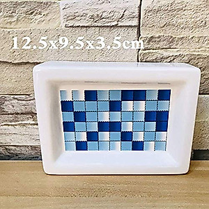 AUANIYAN Ceramic Bathroom Accessories Set, 4 Pieces Modern Design Bath Set Soap Dispenser,Toothbrush Holder, Tumbler,Soap Dish（Blue Mosaic）