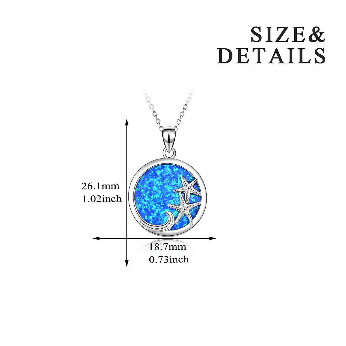 YFN Starfish Necklace Sterling Silver Ocean Jewelry Starfish Wave Necklace Blue Opal Pendant for Women Jewelry Gifts