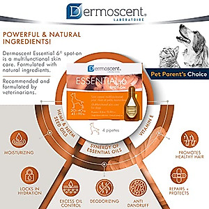 Dermoscent Essential 6 spot-on - Dog Skin Care for Dandruff & Allergy Relief with Vitamin E Oil - Anti Itch for Dogs - Natural Ingredients for Sensitive Skin - Dogs 20-40 kg - 4 Pipettes of 2.4 ml