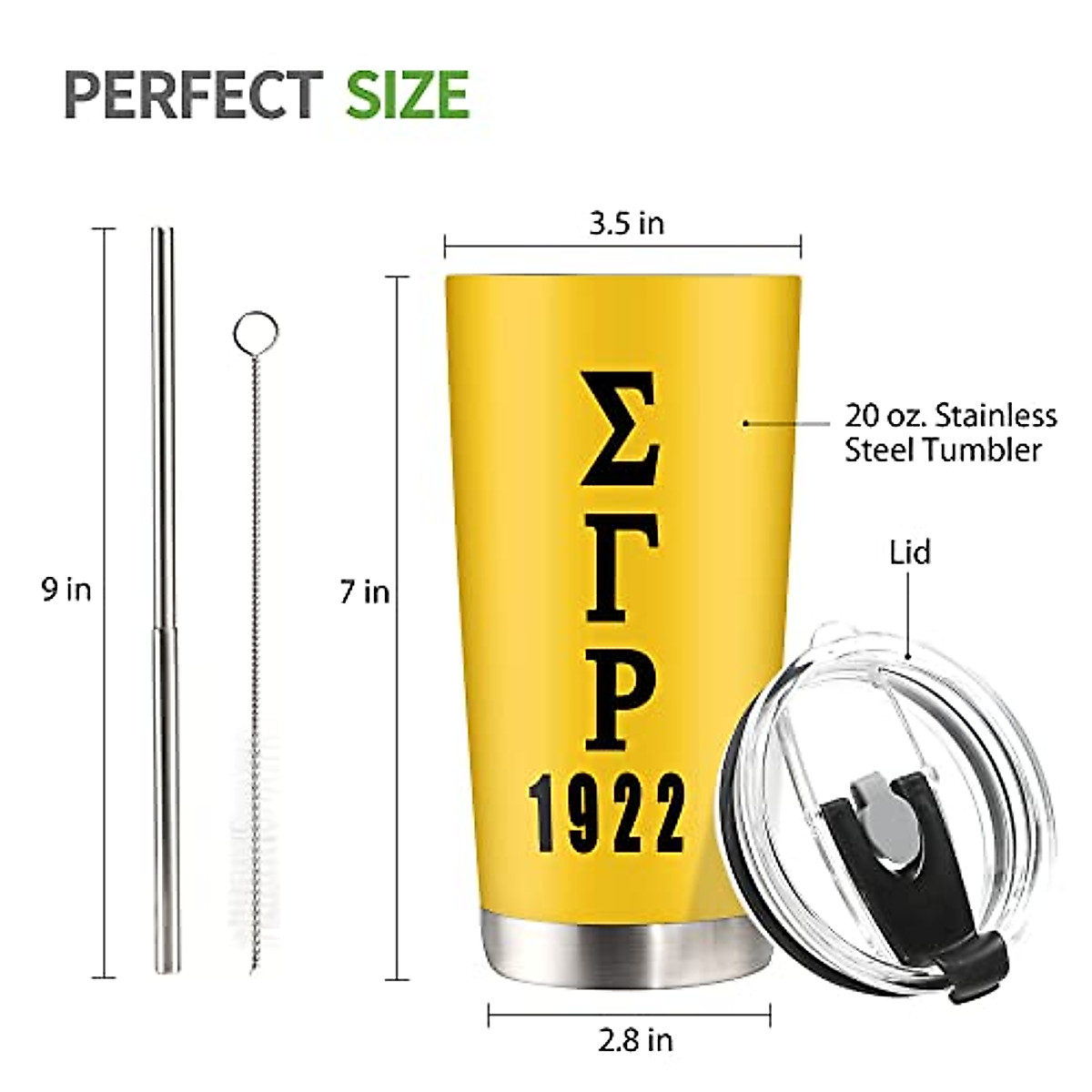 twevosrd Stainless Steel Tumbler 20 Oz Insulated Mug with Lid Suit for Hot/Iced Coffee Tea Wine,Paraphernalia Gift Cup for Women & Girls