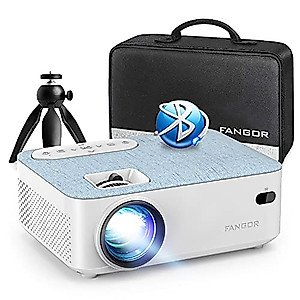 FANGOR HD Bluetooth Projector - Portable 1080P Supported Projector for Outdoor Movie, Mini Video Projector with Carry Bag & Tripod, Compatible Computer/ Laptop/ SD Cards/PS4/ Xbox