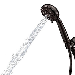 Moen Banbury Mediterranean Bronze 5-Spray Hand Shower with Hose and Bracket, 4-Inch Diameter, 23046BRB