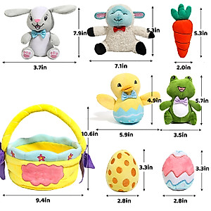 JOYIN 8 Pcs Easter Plush Basket Playset Stuffed, Cute Style Basket Stuffers, for Baby Kids Gifts, Easter Party Favors Easter Decor