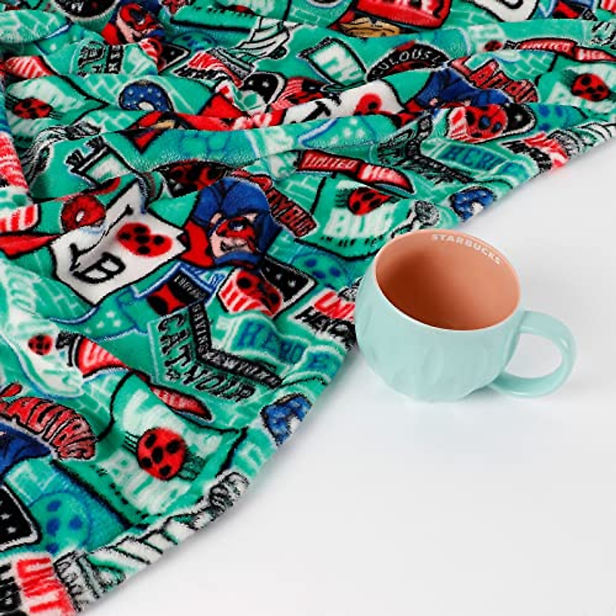 ZonLi Kids Blanket Flannel Fleece Throw 50" x 60" Miraculous Ladybug and Cat Noir Blankets for Toddler Fuzzy Plush Bluey Cozy Lightweight Blanket for Boys Birthday Saint Patrick Easter Gifts Idea