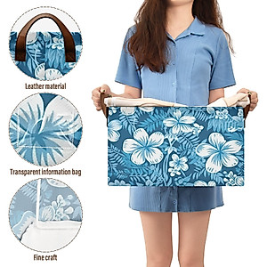 SPRIPORT Hawaii Blue Flowers Foldable Storage Cube for Shelves Fabric Storage Bin with Metal Frame & Double Handles Large Storage Box for Organizing Clothes Blankets Toys Books