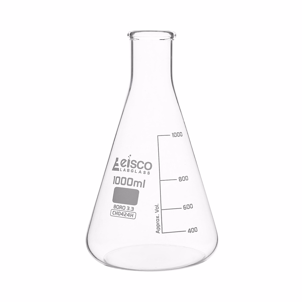 EISCO Erlenmeyer Flask, 1000mL - Borosilicate Glass Narrow Neck Flasks, Conical Flasks- Eisco Labs
