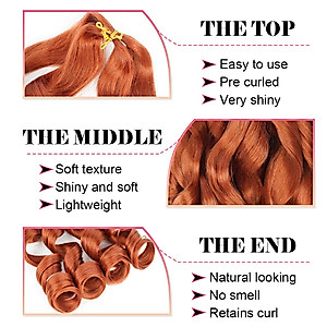 WIPPORYA Ginger French Curl Braiding Hair 24 Inch Soft Ginger Braiding Hair Pre Stretched Loose Wave Bouncy 350 Braiding Hair 100g/pack Yaki Crochet Hair for Black Women Hair Extensions for Braids (#350)