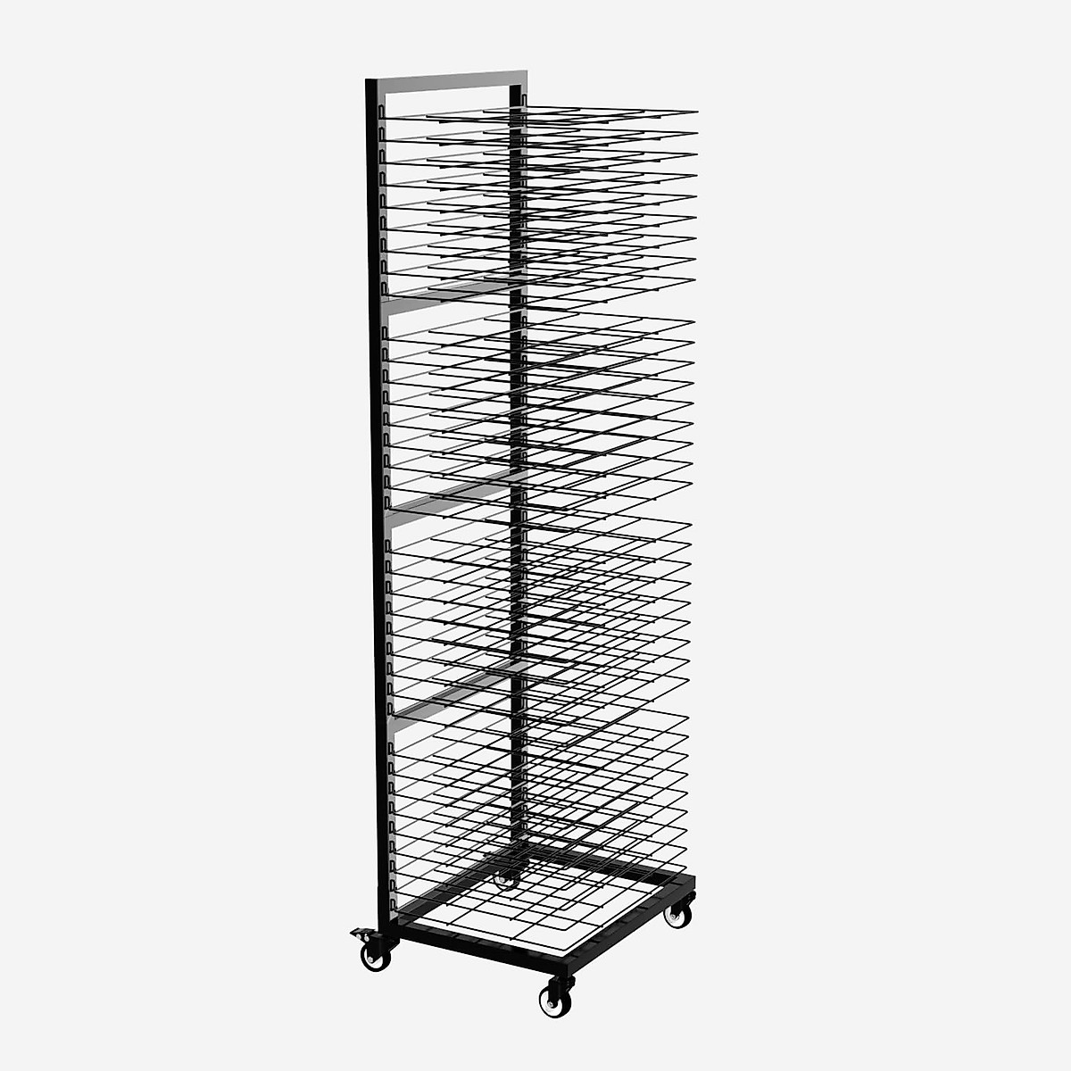GARVIN Art Drying Rack for Classrooms,Art Studio, Art Clubs - Painting Drying Rack with 36 Removable Shelves - Stack Rack for Painting, Drawings - 4 Wheels 13 3/4" D x 17 1/2" W x 55 1/2" H, Black