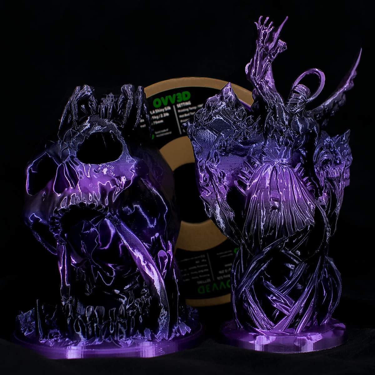 PLA Filament 1.75mm, 3D Printer Filament Silk Black Purple Color Changing, Silk PLA Filament, 3D Printing Filament 1.75 +/-0.02mm, 1kg