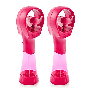 O2COOL 2 Pack Elite Battery Powered Handheld Water Misting Fans (Raspberry)