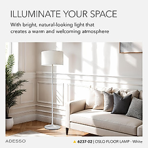 Adesso 6237-02 Oslo Floor Lamp – Corrosion Resistant, Scratch Proof, White Matte Finish Lighting Equipment with Metal Body. Tools & Home Improvement,Matte White