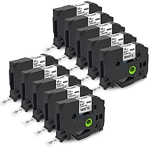 10 White + 6 Multicolor Label Maker Tape Replacement for Brother 12mm 0.47 Laminated TZ Tape