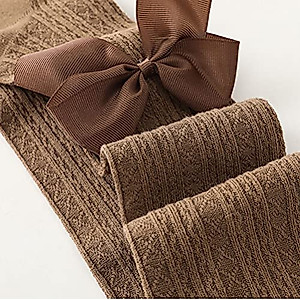 Bafeicao 3 Pack Baby Girls Tights Cable Knit Seamless Leggings with Bow Toddler Girl Cotton Pantyhose, White+Khaki+Coffee, 6-12M