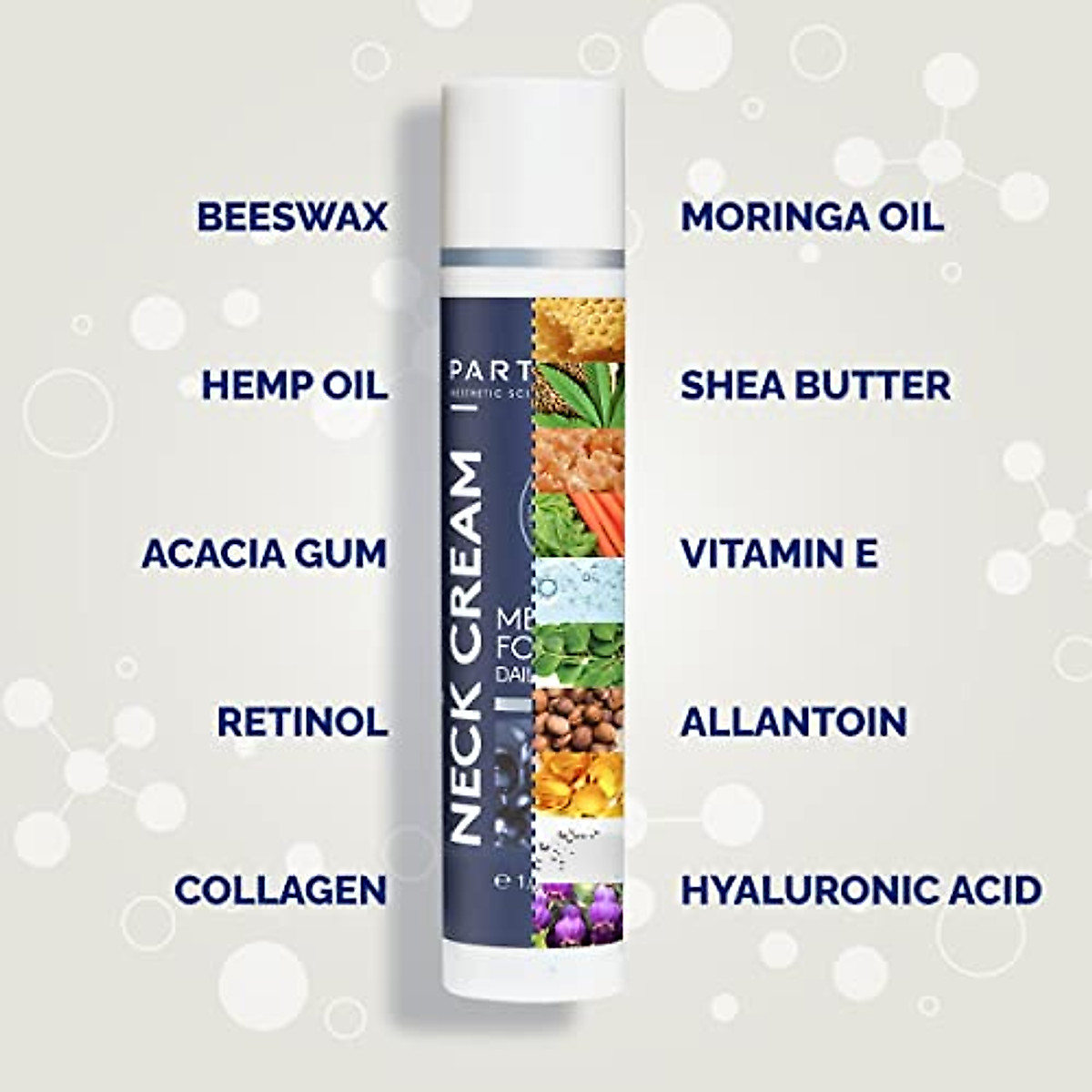 Particle Neck Cream for Men - Neck Firming Cream, Lift and Moisturize The Neck | Use on Saggy Skin or Turkey Neck | Anti Aging Triple Action Neck Cream with Collagen, Hyaluronic Acid, Retinol (50 ml)