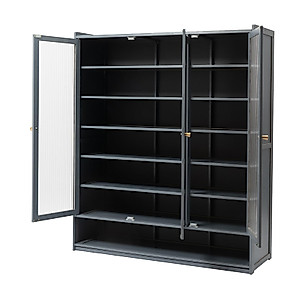 HaoYunNe 8 Tier Shoe Cabinet Entryway Shoe Rack Shelf with Doors Wooden Freestanding Shoe Organizer for Hallway Patio Living Room Bedroom Office,35.8x12.6x42.1 in, Loading 33 lbs per Layer