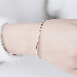 Merdia 925 Sterling Silver Bangle Bracelet Stackable Bangles for Women/Girls | Polished Bangle Bracelets for Women | 925 Sterling Silver Bracelets for Women | Dainty Bracelets for Her