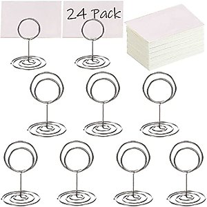 Toncoo 24 Pcs Premium Mini Place Card Holders and 24 Pcs Place Cards, Small Table Card Holder, Cute Table Number Holders, Photo Picture Holders for Centerpieces, Wedding, Party, Birthday