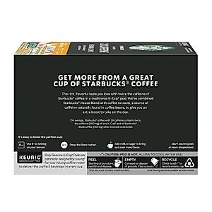 Starbucks K-Cup Coffee Pods, Starbucks Blonde Roast Coffee With 2X Caffeine Veranda Blend For Keurig Coffee Makers, 100% Arabica, 6 Boxes (60 Pods Total)