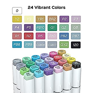 TongFu 24+1 Alcohol Markers Set, Art Marker Depicting Smoother Strokes,Upgraded Quality Ink,Safe,1s Quick-drying, Non Fading,Colorful,for Artist,Adults,Children Illustration Designing Drawing Marker